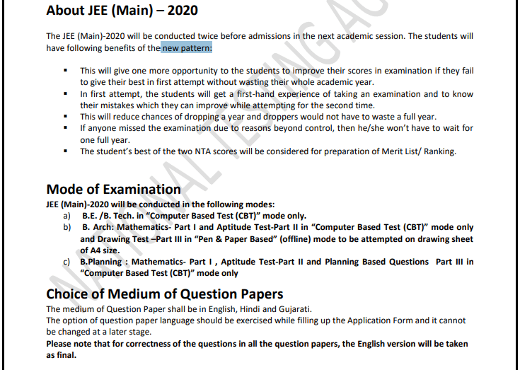 JEE Main Exam Pattern 2020 (Changed), Paper Pattern, Marking Scheme ...