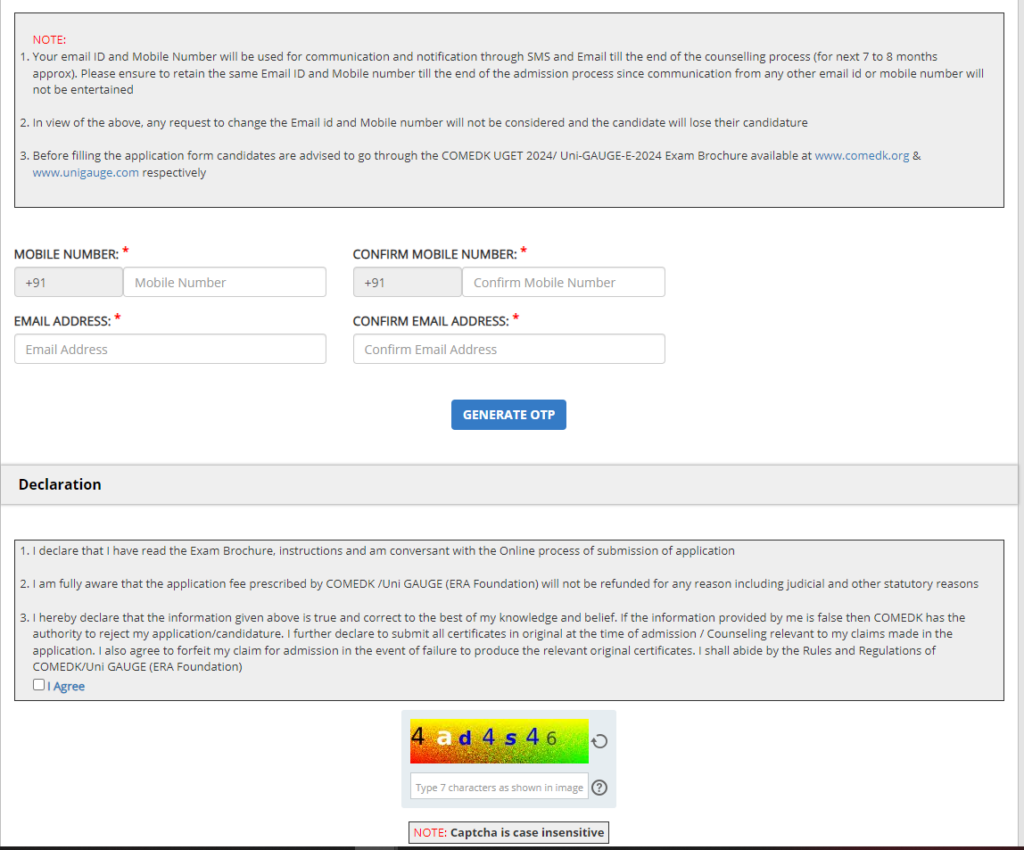 COMEDK UGET 2024 Application Correction (Started), Edit Here